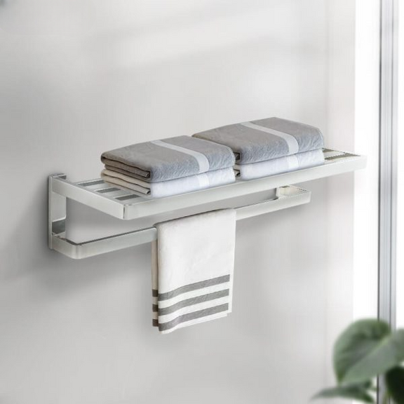 Insidebathroom Modern 2 Tier Stainless Steel Towel Rack Wall Mounted ...